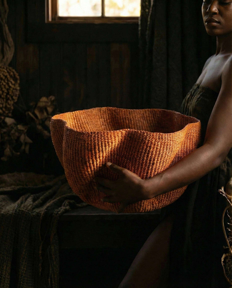 Bolga Wave Basket | Handwoven Sculptural Décor from Ghana – ZuriRose ...